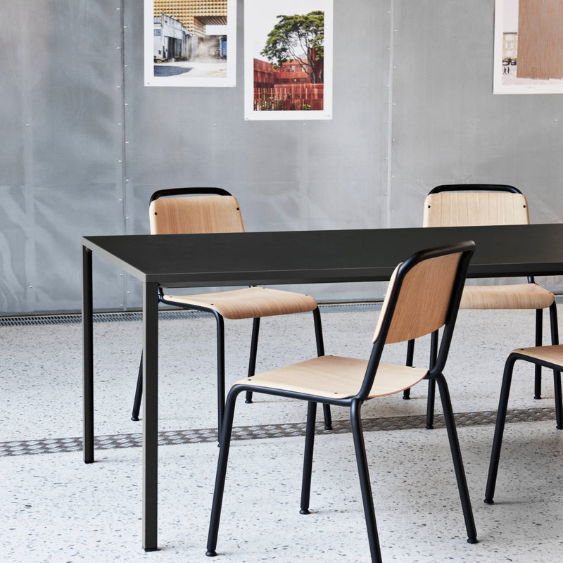 HAY T12 Desk, 2000mm wide - Black with Forbo Linoleum Top - Ewop